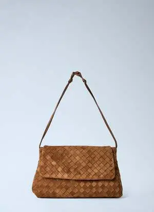 Bottega Veneta Giorno Suede Shoulder Bag - Brown