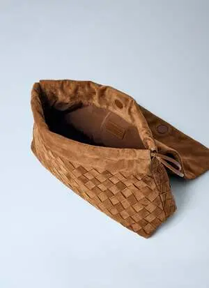 Bottega Veneta Giorno Suede Shoulder Bag - Brown