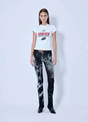 JEAN PAUL GAULTIER Mesh Printed Smoking Flare Pants