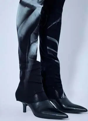 JEAN PAUL GAULTIER Mesh Printed Smoking Flare Pants