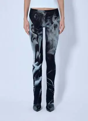 JEAN PAUL GAULTIER Mesh Printed Smoking Flare Pants - Black