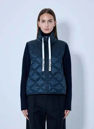 Max Mara Quilted Gilet With Drawstring Collar - Blue