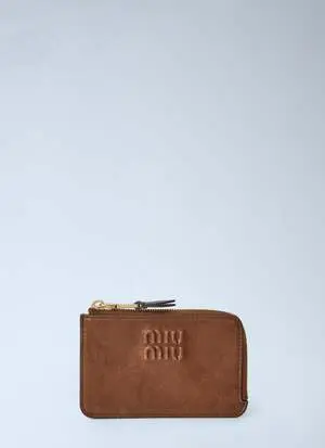 Miu Miu Oak Nappa Leather Envelope Card Holder - Brown