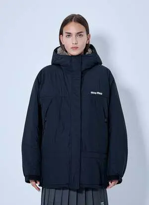 Miu Miu Pongé Down Jacket - Black
