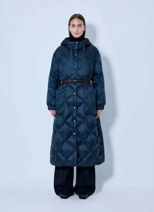 Max Mara Quilted Hooded Puffer Coat - Blue
