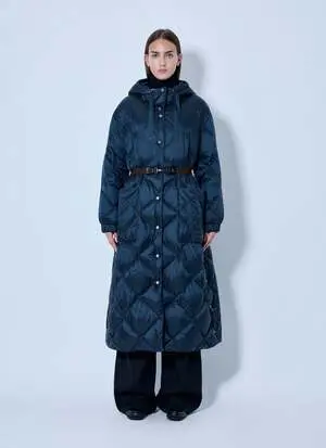 Max Mara Quilted Hooded Puffer Coat - Blue
