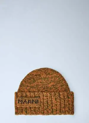 Marni Knitted Logo Beanie - Orange