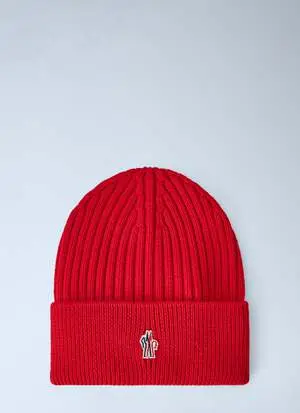 Moncler Ribbed Knit Beanie - Red