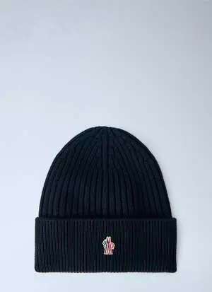 Moncler Ribbed Knit Beanie - Black