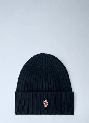 Moncler Ribbed Knit Beanie - Black