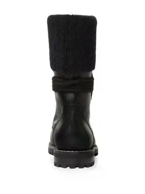 Fendi Commando Mohair-cuff Leather Boots