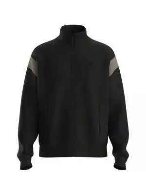 BOSS Zippered Cotton-blend Sweatshirt With Contrast Inserts - Black