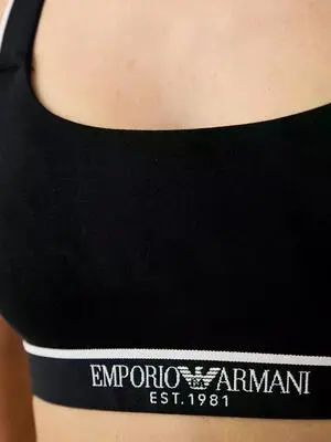 Emporio Armani Logo-tape Cross-back Bra And Briefs Set