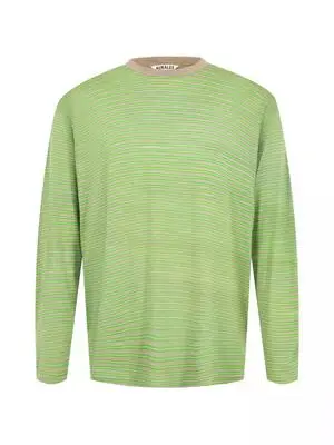 Auralee Striped Long-sleeved T-shirt - Green