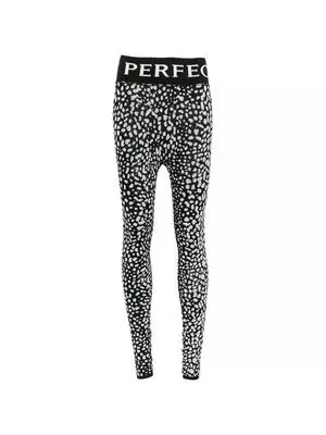 Perfect Moment Leopard-print Jacquard Leggings - Black