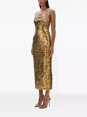 Rachel Gilbert Karter Sequin-embellished Crystal-trimmed Maxi Dress