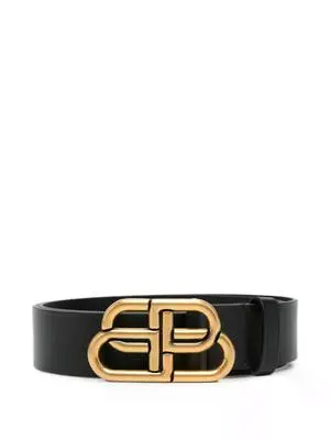 Balenciaga Bb Leather Belt - Black