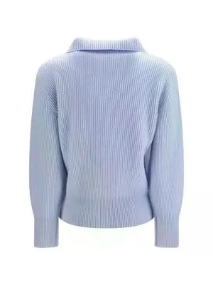 FORTE_FORTE Rib-knit Half-zip Jumper - Blue