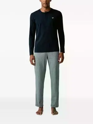 Emporio Armani Logo-embroidered Geometric-print Pajamas