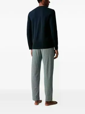 Emporio Armani Logo-embroidered Geometric-print Pajamas