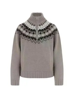 Arch4 Saint Gervais Jacquard-pattern Half-zip Sweater - Grey