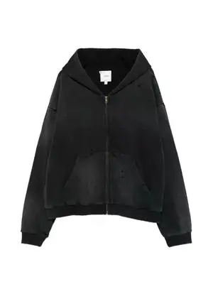 FOUND Distressed Zip-up Hoodie - Black