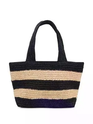 PATOU Trapeze Striped Woven Tote Bag - Black