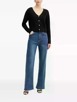 MORGAN Heart-button Ribbed Cardigan