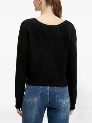 MORGAN Heart-button Ribbed Cardigan