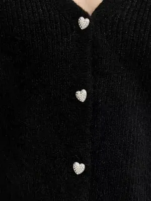 MORGAN Heart-button Ribbed Cardigan