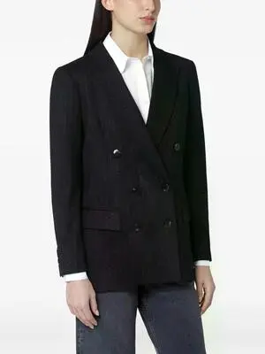 VITOVI Pinstriped Double-breasted Blazer - Black