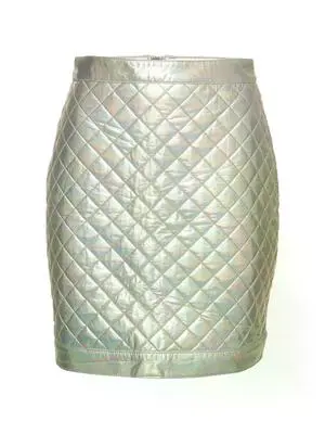 Balmain Iridescent Quilted Mini Skirt - Silver