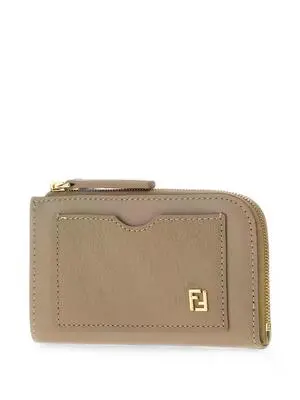 Fendi Ff Logo-plaque Leather Card Case Pouch
