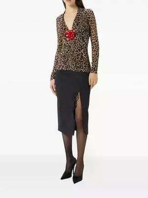 Blumarine Embroidered-slit Midi Skirt