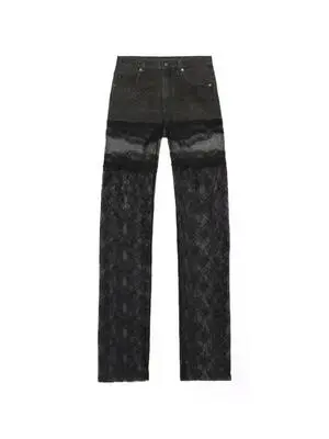 Blumarine Lace-panelled Rhinestone-embellished Jeans
