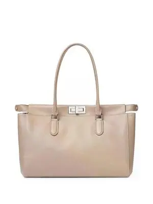 Fendi Small Peekaboo Grained Leather Tote Bag - Neutrals