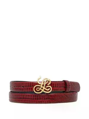 Luisa Spagnoli Danielina Lizard-effect Monogram-buckle Belt - Red
