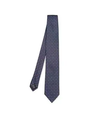 Zegna Geometric-pattern Silk Tie - Blue