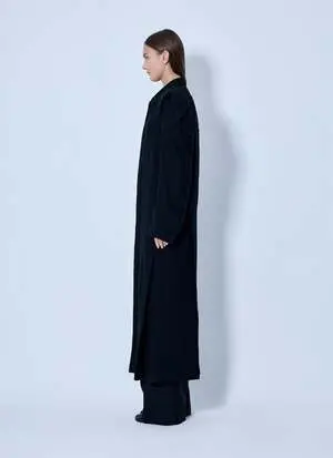 Yohji Yamamoto Shrink Serge Paneled Shoulder Long Coat
