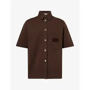 Givenchy Embroidered-logo Short-sleeve Cotton-blend Shirt - Brown
