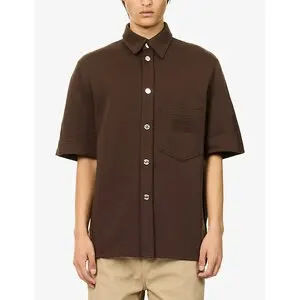 Givenchy Embroidered-logo Short-sleeve Cotton-blend Shirt