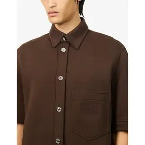 Givenchy Embroidered-logo Short-sleeve Cotton-blend Shirt