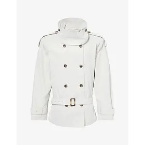 THE COUTURE CLUB Funnel-neck Canvas Twill Trench Jacket - Stone