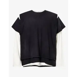 FOUND Triple Layer Long-sleeve Cotton-blend T-shirt - Black