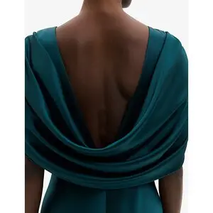 MALINA Louise Draped-back Satin Maxi Dress
