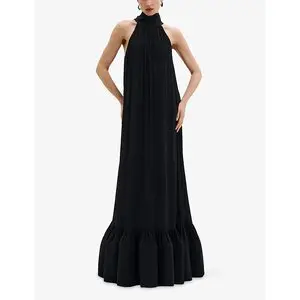 MALINA Lykke Ruffled-hem Woven Maxi Dress