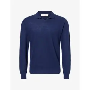 Orlebar Brown Bresson Knitted Cashmere Polo - Night Iris