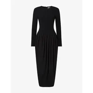 MALINA Lexie Balloon-skirt Woven Midi Dress