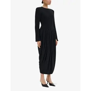 MALINA Lexie Balloon-skirt Woven Midi Dress