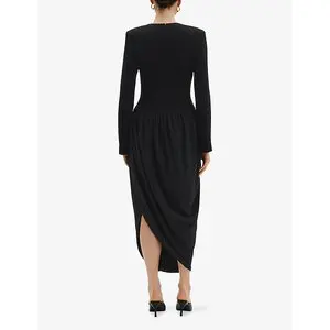 MALINA Lexie Balloon-skirt Woven Midi Dress